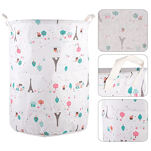 2pcs Cotton Home Style Bin Organizer Baby Folding Dirty Room Saving with Buck Hamper Basket Living Double Foldable Bucket Clothes Handles Container Round