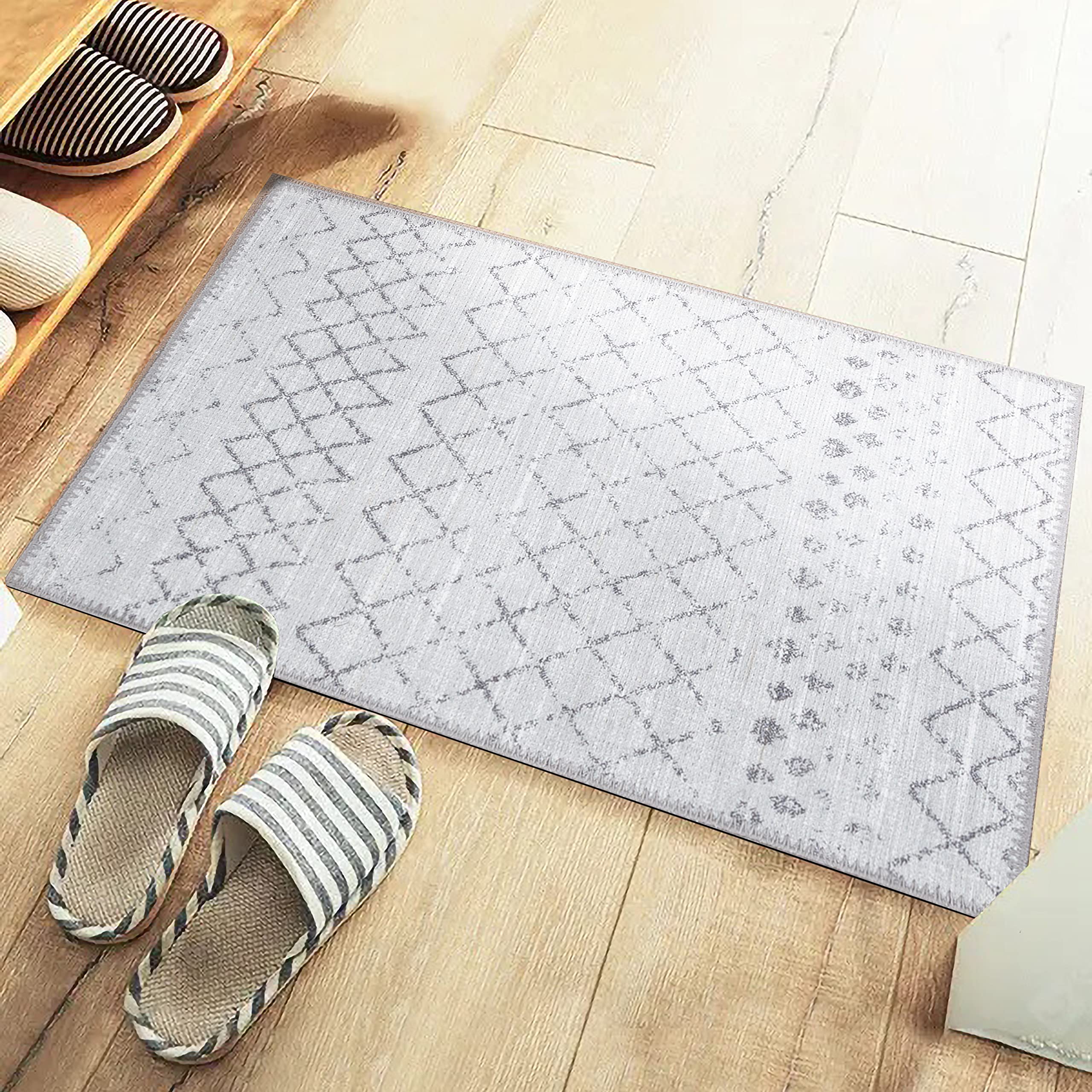 GLN Rugs Contemporary Collection - Machine Washable Modern Area Rug, Contemporary Washable Rug, Non Slip Area Rug, Abstract Living Room Rug, Bedroom Rug, Bathroom Rug (2'x3' Gray Rug)