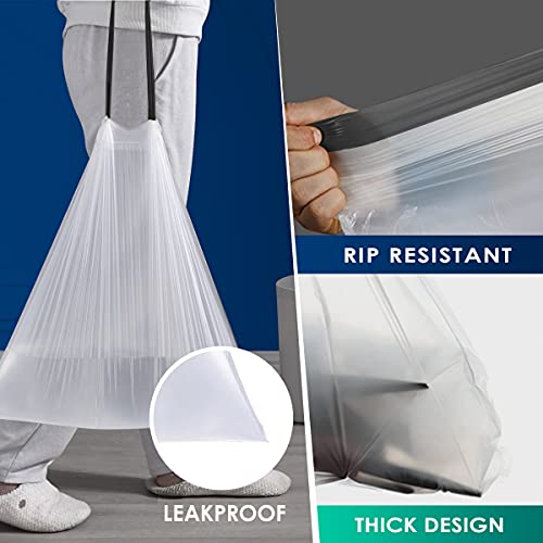 2 Gallon 80 Counts Strong Drawstring Trash Bags Garbage Bags by RayPard, Small Plastic Bags, Trash Can Liners for Home Office Kitchen Bathroom Bedroom, White Waste Basket Liners (White)