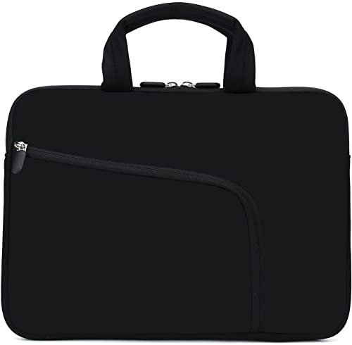 11.6 12 12.1 Inch Laptop Sleeve Carrying Bag Protective Case Neoprene Sleeve Tote Tablet Cover Notebook Briefcase Bag with Handle Extra Pockets for Women(Black)