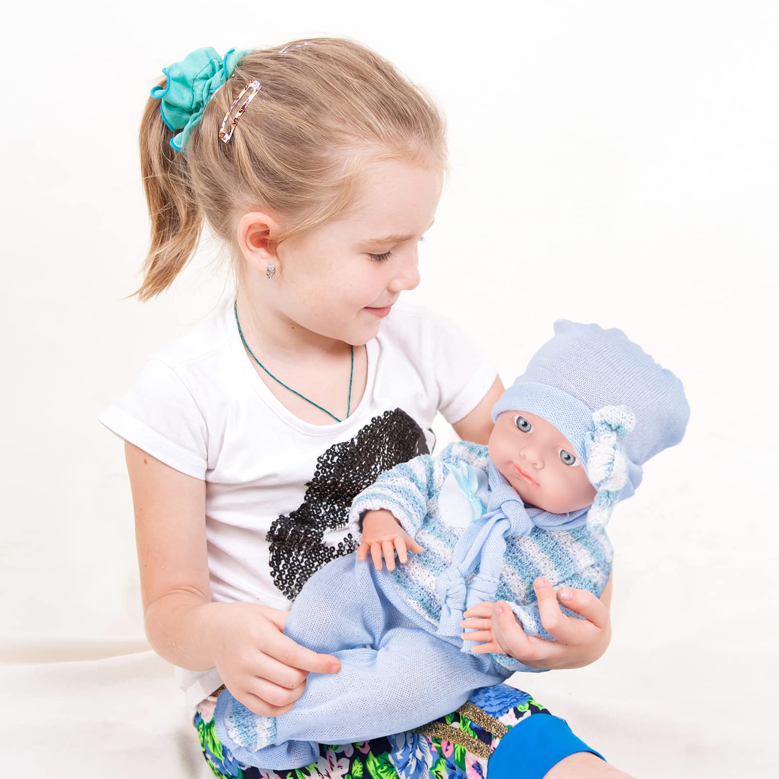 16" Washable Reborn Baby Doll - Lifelike Handmade Silicone Doll with Doll Accessories for Girls Boys Kids
