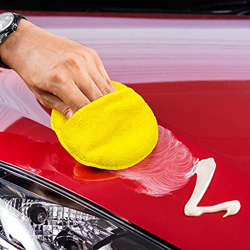 20 Pieces 5 Inch Cars Microfiber Wax Foam Applicator Pads,Microfiber Round Sponge Detailing Cleaning Pads Car Wax Applicator Pads Polish Microfiber Foam Sponge for Cars,Yellow Green Blue Dark Blue