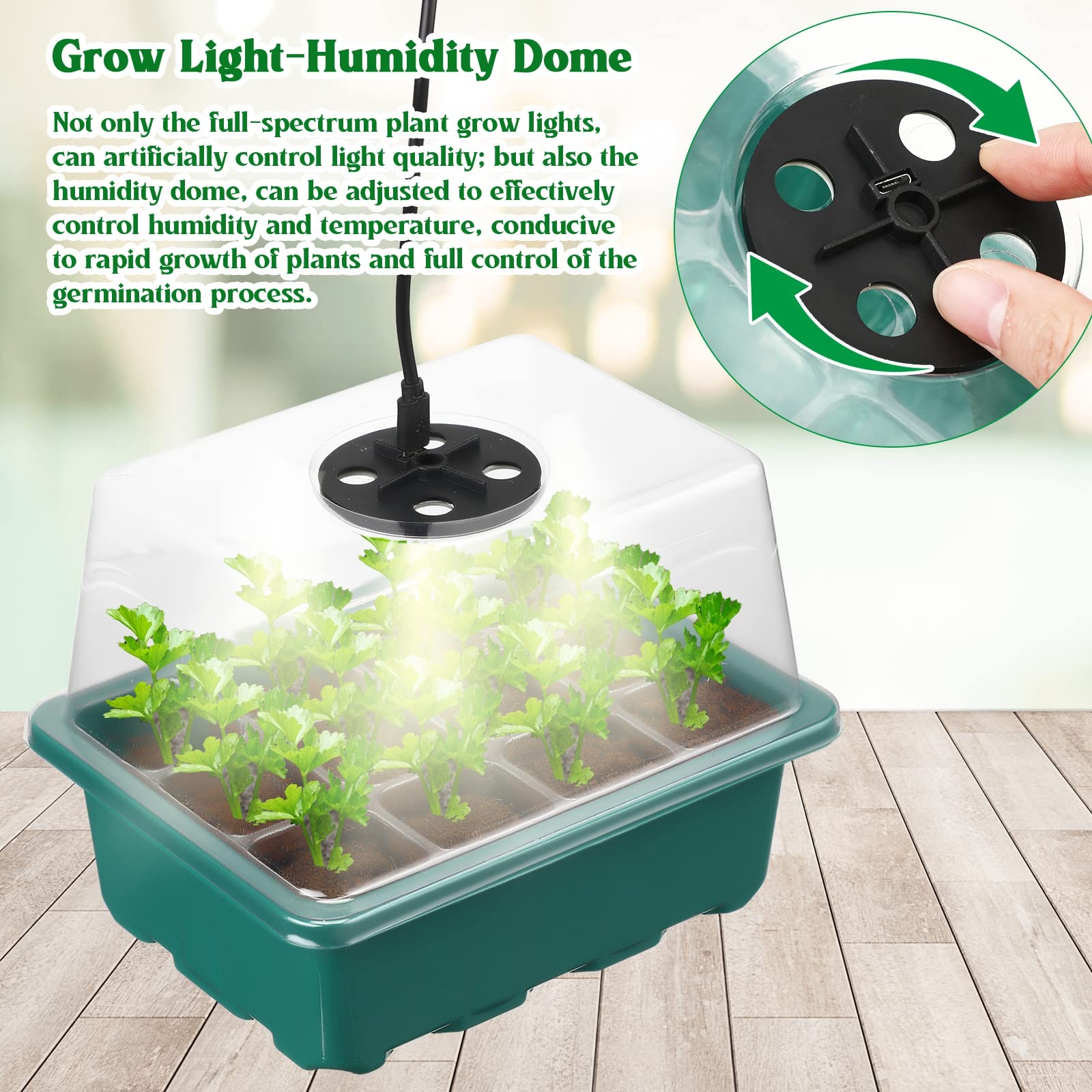 10 Pcs Seed Starter Tray with Grow Light,150 Pcs Soil Peat Pellets,120 Cell Seed Starting Trays with Adjustable Humidity Dome for Indoor Plant Seedling Growing Germinating Propagation
