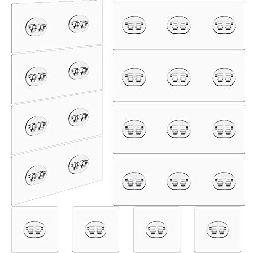 12 Pack Adhesive Hooks Sticker Strong Adhesive Wall Hooks Waterproof Adhesive Hooks for Shower Caddy Adhesive Replacement Clear Strong Sticker Hooks No Drilling Sticky Hanging Hooks (Assorted Hook)