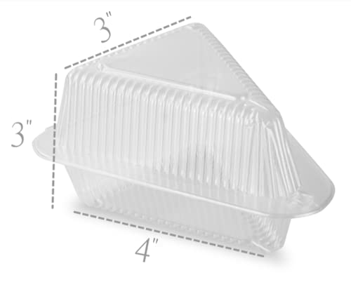 50 Pack Cheesecake Containers,Clear plastic Hinged Cake Slice Container 4 inch x 3 inch