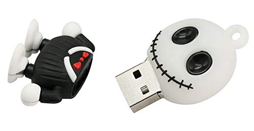 2.0 Jack Skellington Skeleton 128GB USB External Hard Drive Flash Thumb Drive Storage Device Cute Novelty Memory Stick U Disk Cartoon