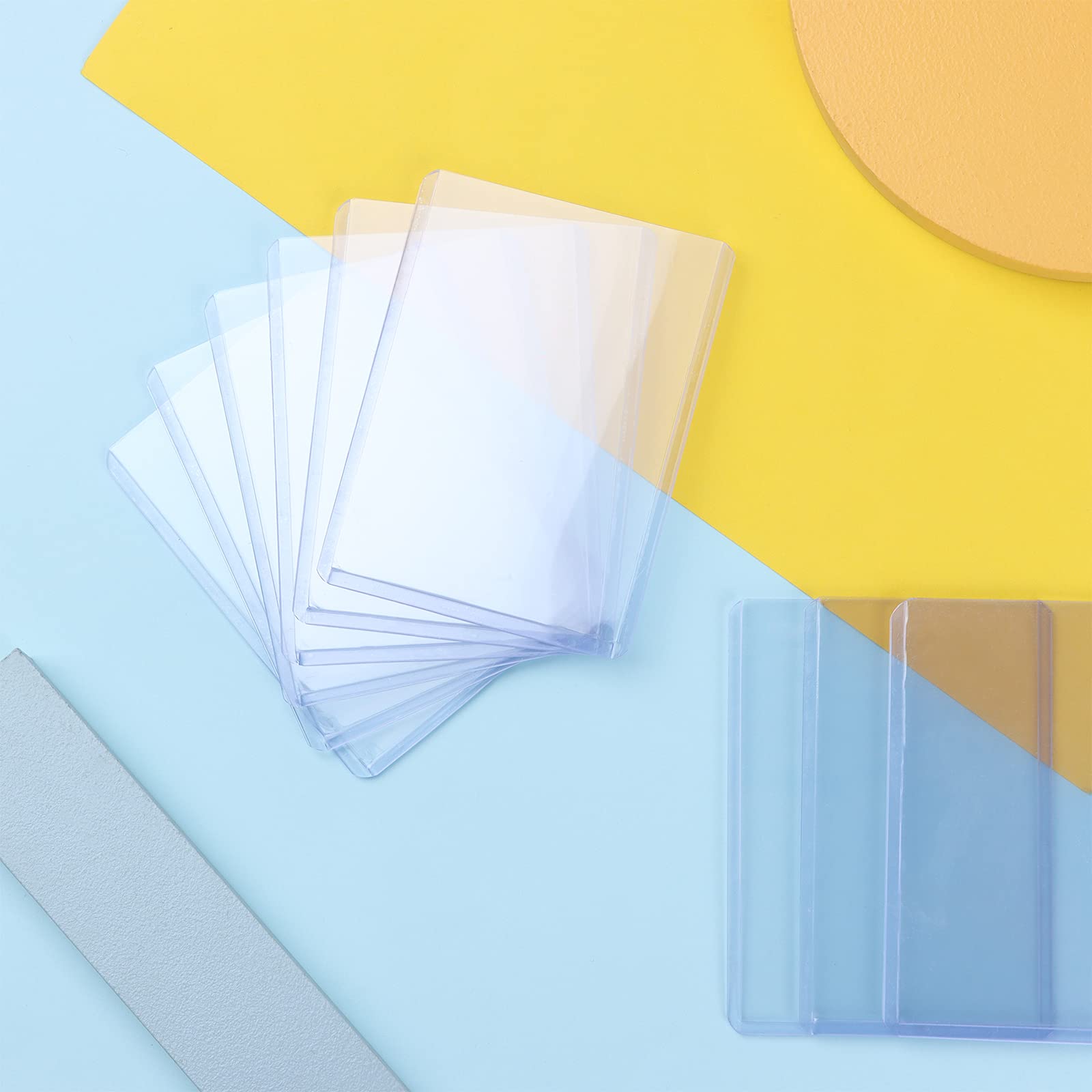 100 Pcs Topload Card Sleeves Transparent Top Loader Card Holders Protectors Thick Trading Card Top Loads Holder Easel Stands Clear Protective Sleeves Case for Baseball,Sports,Trading Cards(3x4 Inches)