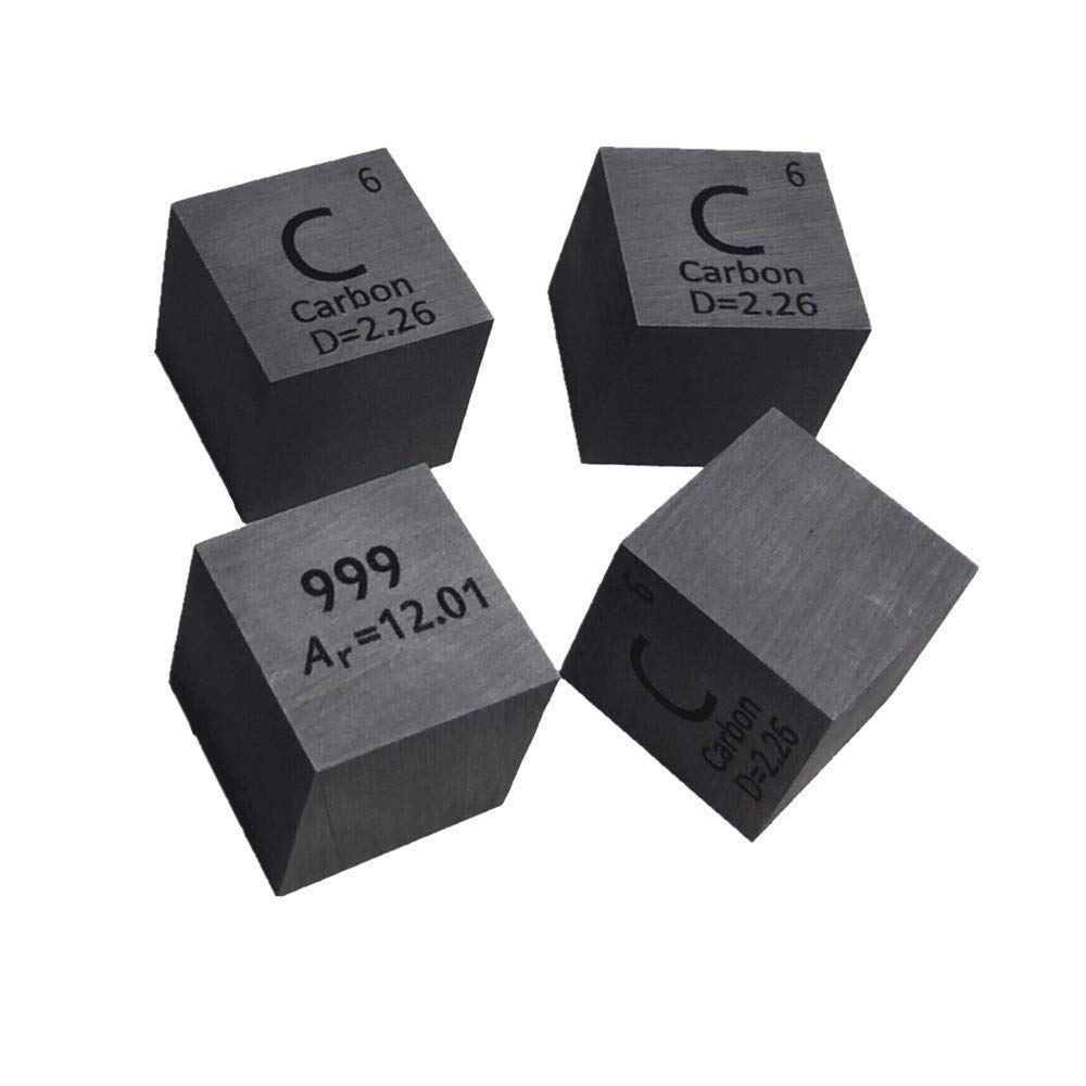 10MM Density Carbon Cube 99.9% Graphite Simple Substance Element Display 0.39 Inch for Periodic Table Collections Displays Education