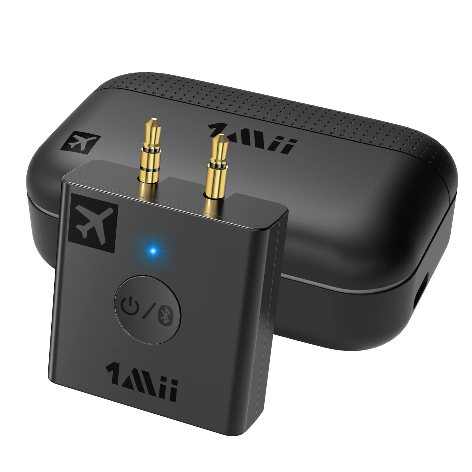 1Mii Airplane Bluetooth 5.3 Adapter for Headphones W/Portable Charging Case Support aptX Adaptive/HD/Low Latency for Use on Airline