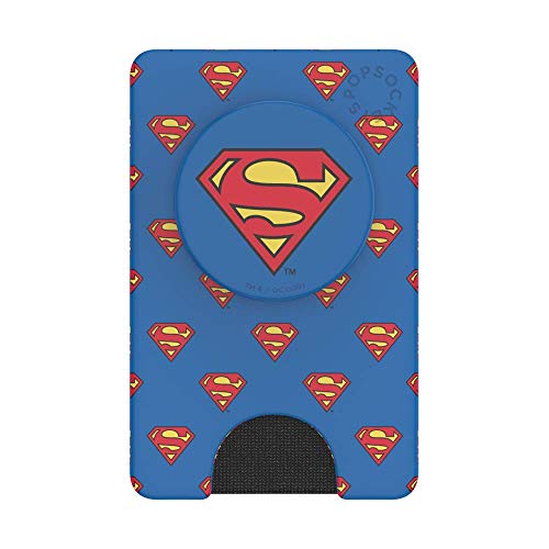 PopSockets Phone Wallet with Expanding Grip, Phone Card Holder, Wireless Charging Compatible, DC Comics - Superman Pattern
