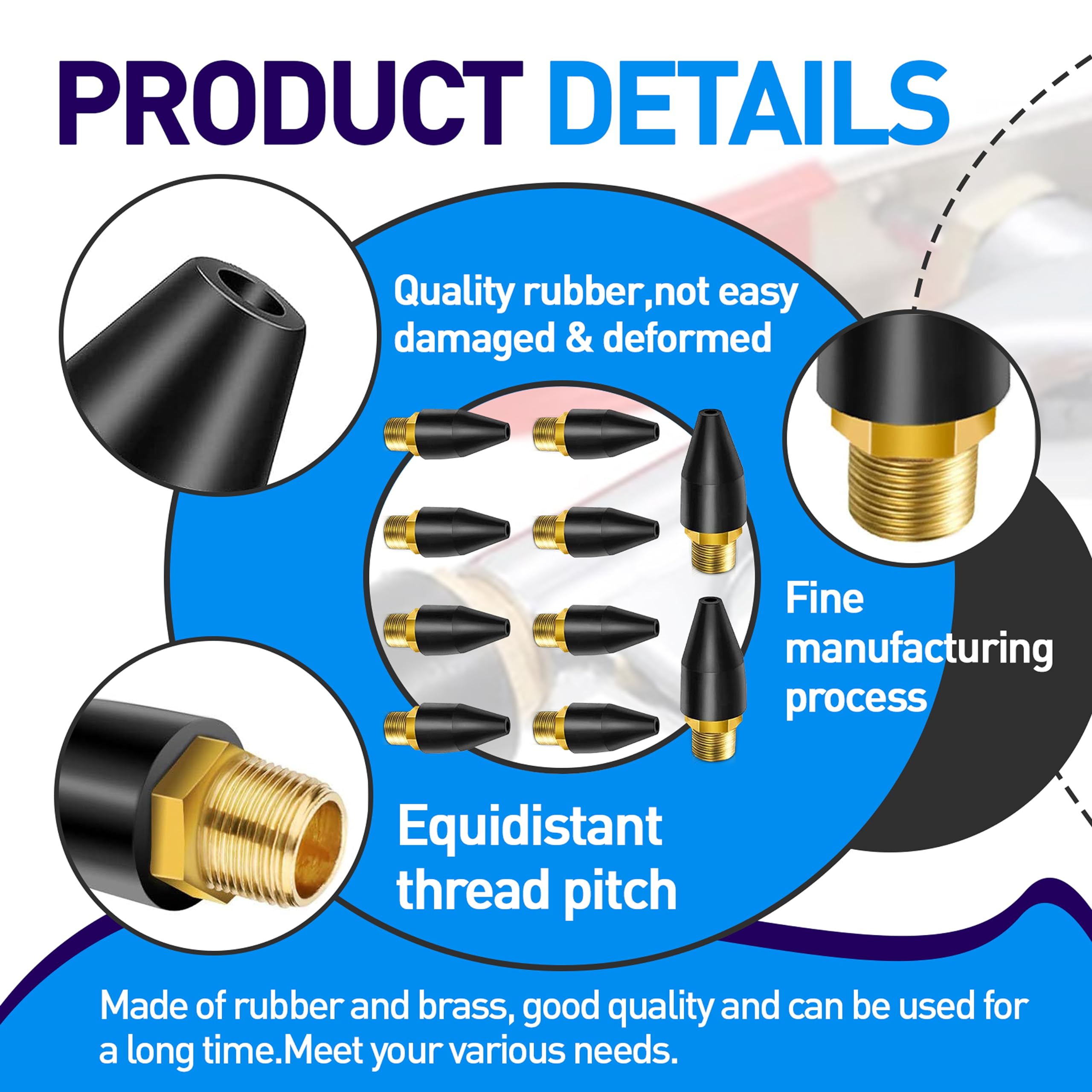 10 Pcs Rubber Air Tool For Air Nozzle Tip, Blow Gun Rubber Tip For Air Tool, Parts Air Nozzle For Air Blow Guns Tool For Air Tool Parts & Accessories Air Blow Guns Tool Black