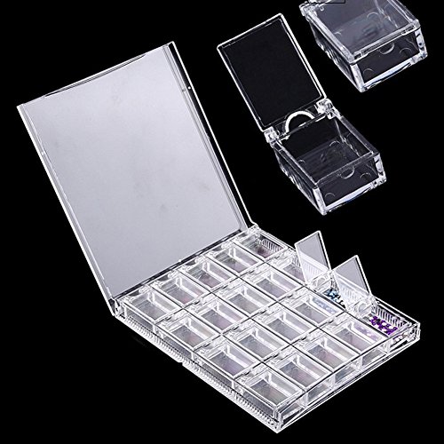 20 Grids Bead Storage Box Organizer, Transparent Acrylic Nail Art Decorations Container Rhinestone Beads Diamond Case for Crafts with Dividers, Clear Plastic DIY Art Crafts Nail Diamonds