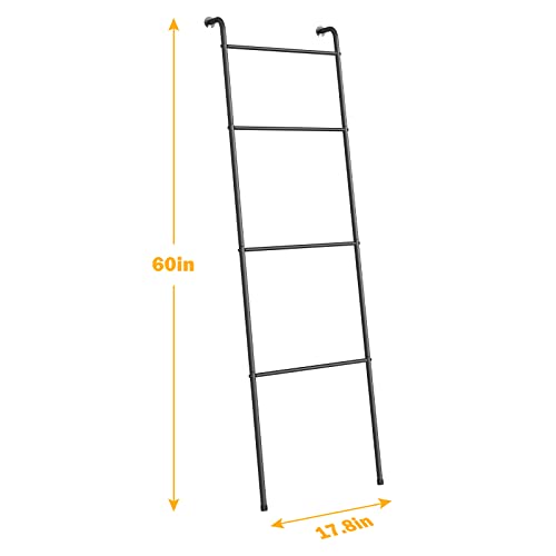 2 Pack Blanket Ladder Outdoor Towel Rack for Pool, Decorative Metal Holder for The Living Room Bathroom, Black
