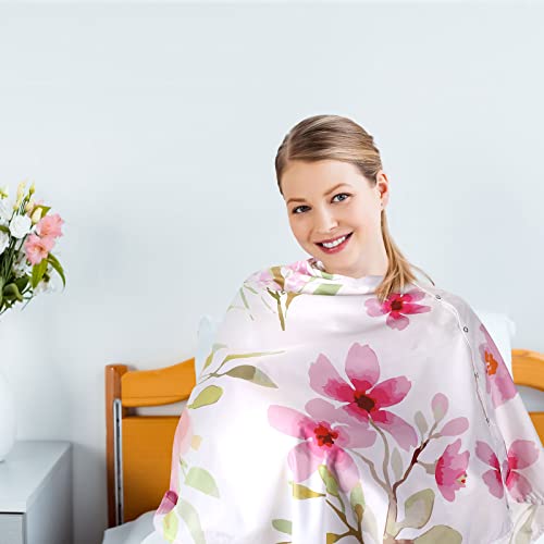 2 Pcs Baby Nursing Cover for Breastfeeding Soft Breastfeeding Cover for Infants Babies Nursing Apron Cover with Flowers and Leaf for Mother Breastfeeding