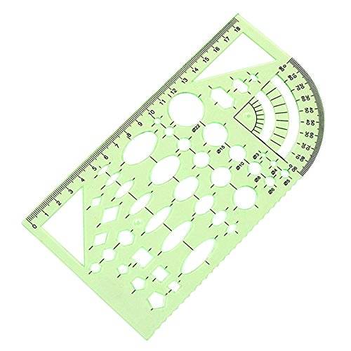 2PCS Plastic Green Measuring Templates Geometric Rulers for Office and School, Building formwork, Drawings templates