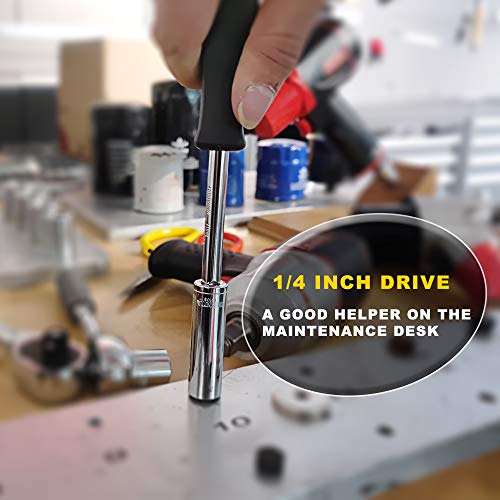 1/4" Drive Spinner Handle - 1/4" Socket Driver Handle Standard with internal 1/4" Female End Attachment Extension (150MM)
