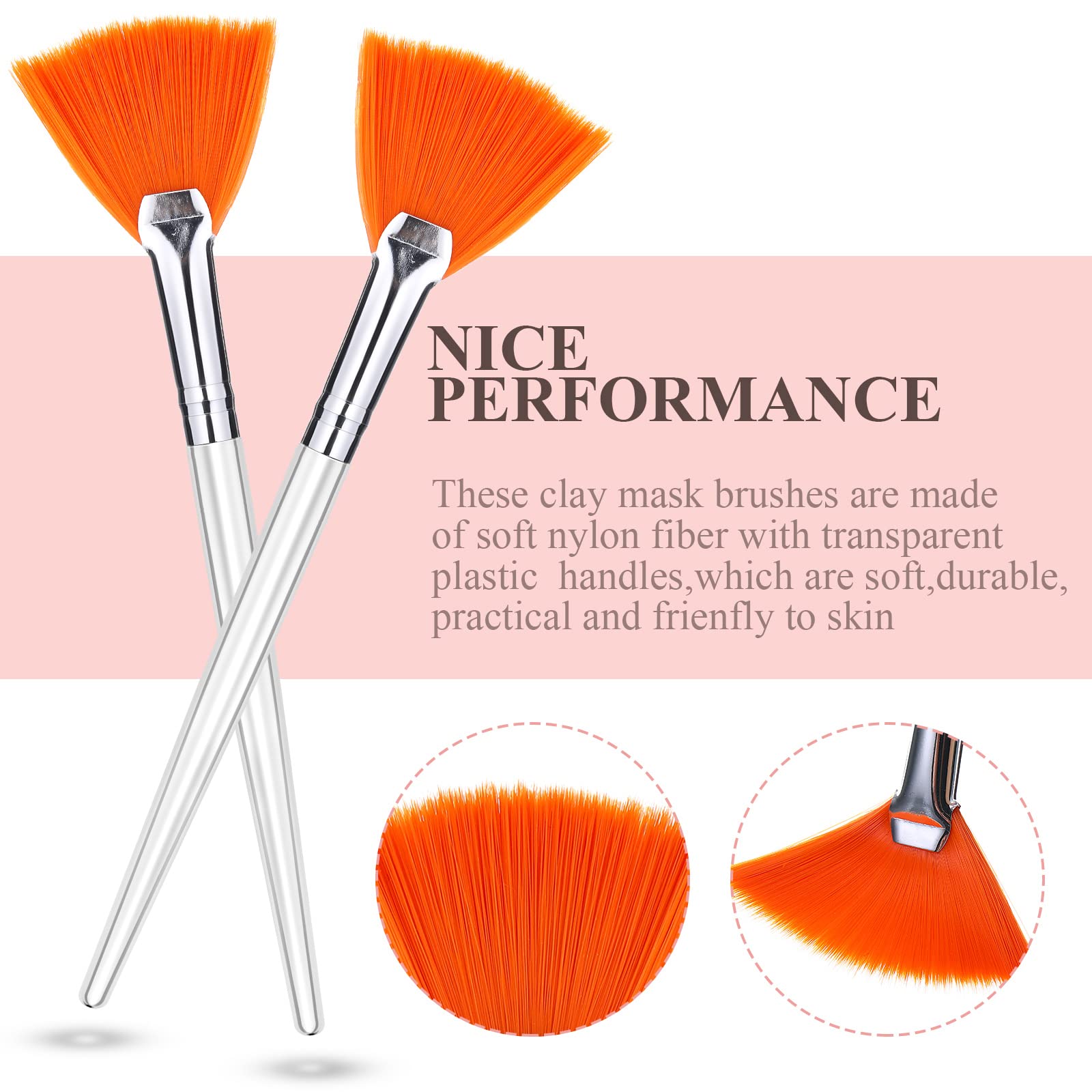 16 Pieces Face Mask Fan Brush Applicator Set Includes Soft Facial Fan Brush Esthetician Face Mask Brush Cosmetic Makeup Tools for Eyelash Extension(6 Inches long,Simple)