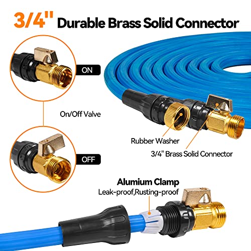 100ft Expandable Garden Hose, 2023 Upgrade Lightweight Extra Strength Fabric and 3-Layer Latex Core, Reusable 3/4" Solid Brass Fittings, Dirt-Resistant, No-Kink, Best Choice for Watering and Washing