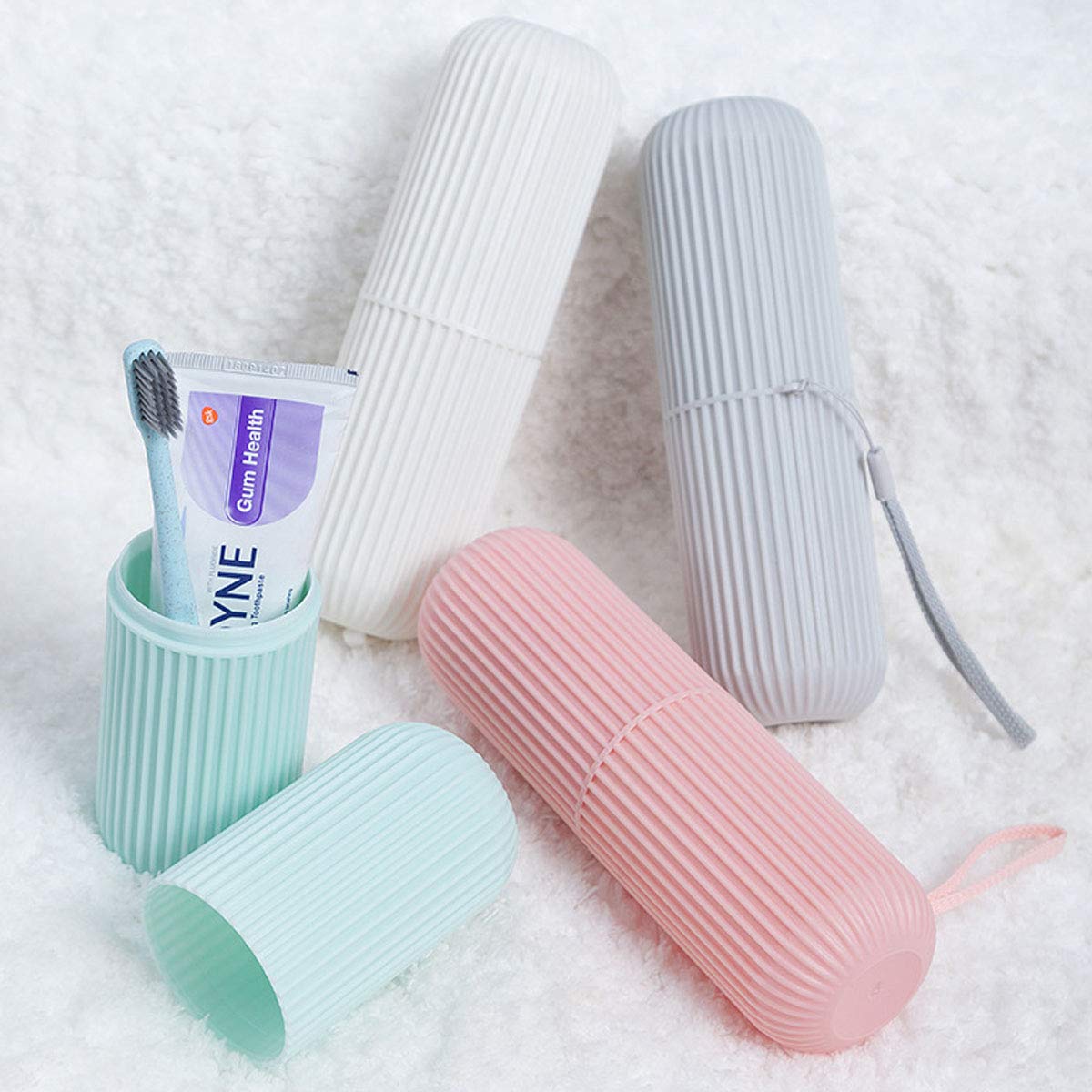 1Pcs Travel Toothbrush Holder, Multifunction Wash Cup for Business Trips, Portable Lightweight Toothbrush Holder Cup, 4 Colors Available. (Pink)