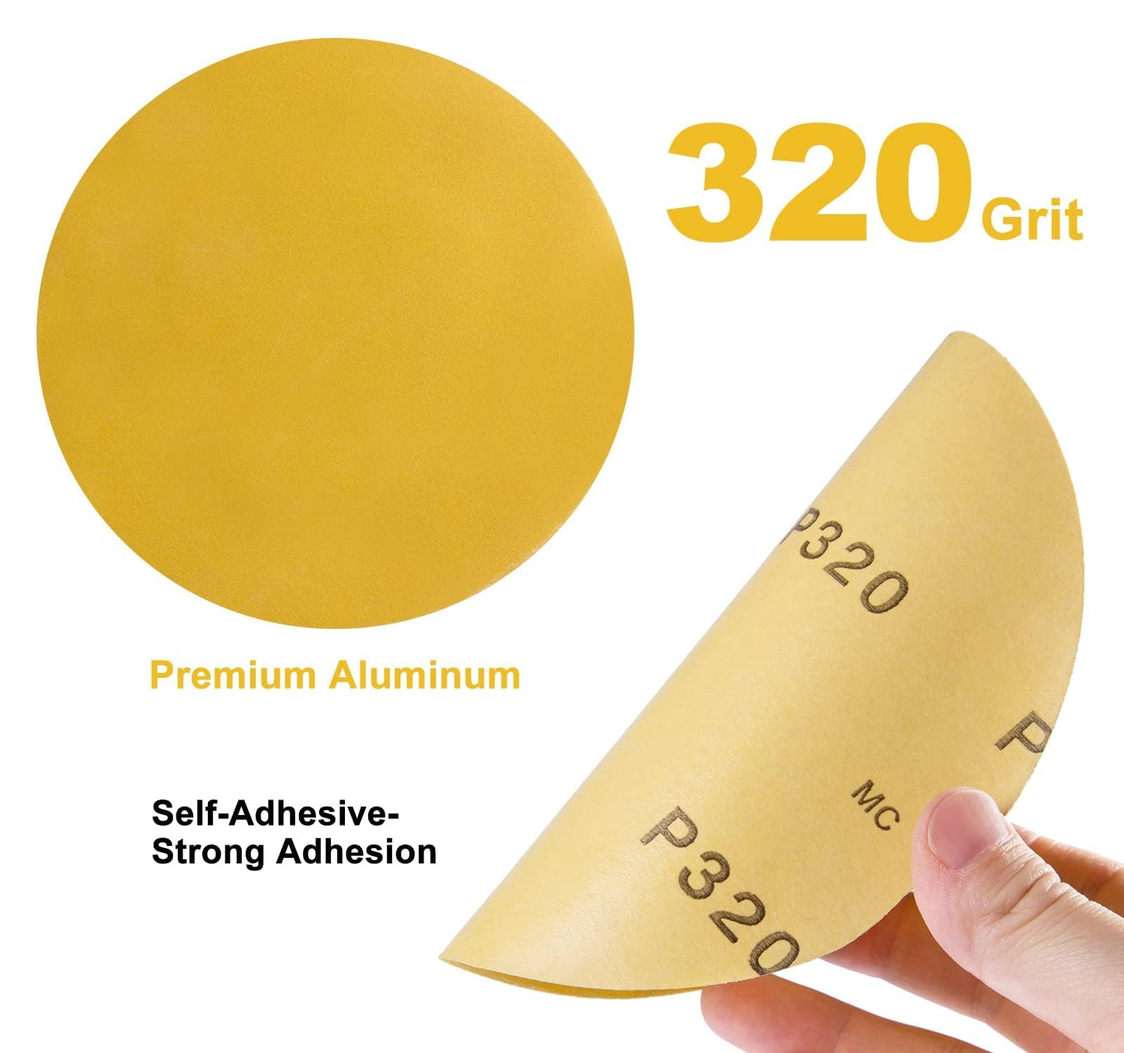 100 PCS PSA Sanding Discs 6 Inch 320 Grit Adhesive Backed Sandpaper Roll Sticky-Back Sandpaper for DA Sander Self Stick Aluminum Oxide Round Automotive Sandpaper with Sticky Back