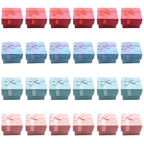 24Pcs Small Gift Boxes for Jewelry - Hard Cardboard Boxes Ring Box for Proposal Earring Boxes Necklace Gift Boxes for Jewelry Organizer Box - Ring Boxes for Wedding Valentines Gift Boxes for Presents