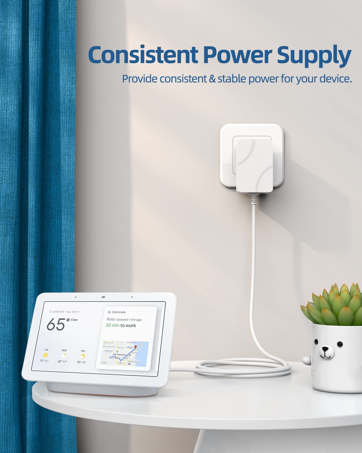 15W 14V AC Charger Fit for Google Nest Hub (2nd Gen), Google Home Hub, Replacement Display Power Adapter Supply Cord (Not Fit for 24V Google Nest Hub Max Display and 16.5V Google Home Speaker)