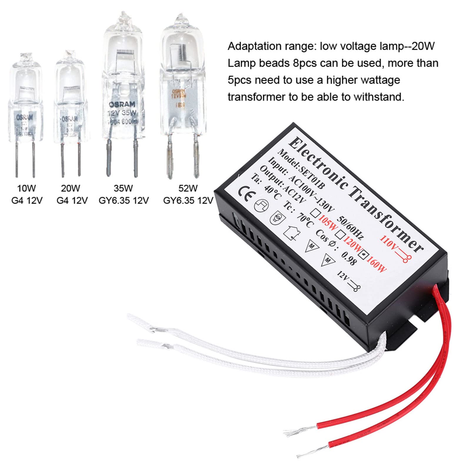 160W Electronic Transformer,AC110V to AC12V Power Supply Electronic Transformer for Halogen Lamp Beads
