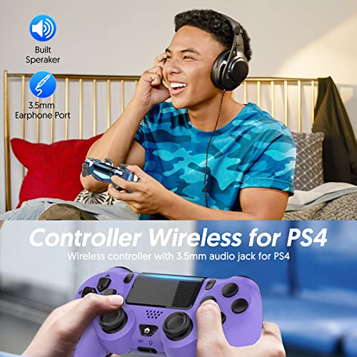 2 Pack Wireless Controller for Playstation 4, Qyszy88 Wireless Controller for Sony PS4/Pro/Slim/, with Double Shock/Stereo Headset Jack/Touch Pad/Six-axis Motion Control,Great Gamepad Gift (Blue+Purple)
