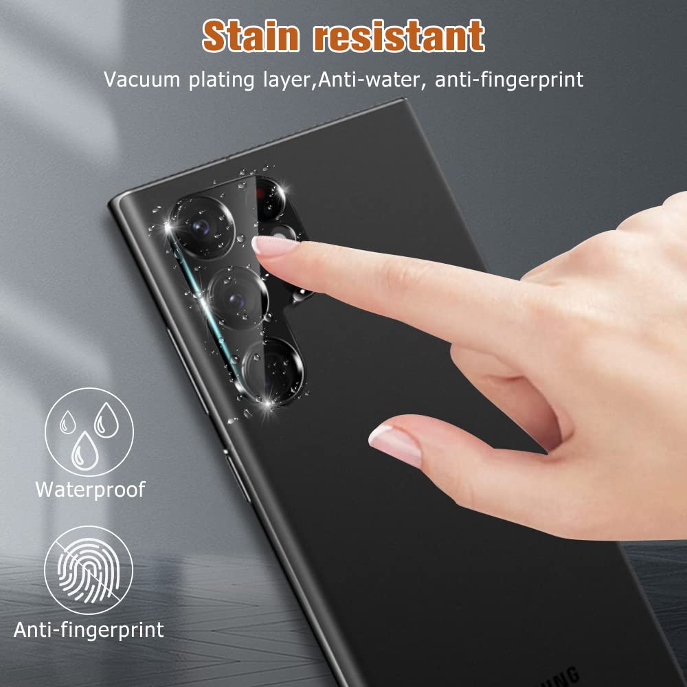 1+2 Pack Galaxy S23 Ultra 5G Privacy Screen Protector Tempered Glass + 2 Pack Camera Lens Protector [Anti-Spy] [9H Hardness] 3D Full Coverage Glass Film for Samsung Galaxy S23 Ultra 6.8 Inch