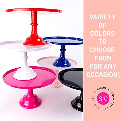 11" Hot Pink Plastic Cake Stand | Melamine Wedding Cake Stand | Pretty Cake Stands for Dessert Table | Serving Trays for Party or Brunch Decorations | Adorable Cake Plate by Sprinkles & Confetti