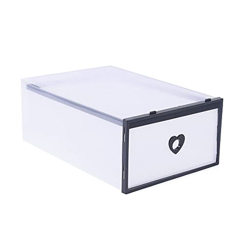 10 Pcs Shoe Storage Box Foldable Drawer Type Clear Plastic Shoe Box Stackable Shoe Organizer Boxes Clear Plastic Shoe Organizer for Closet