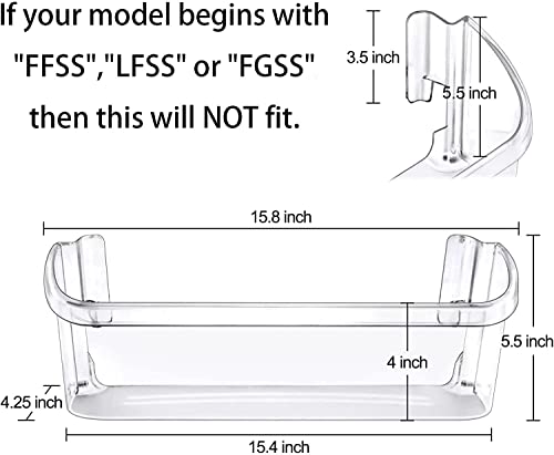 2 Pack 240323002 Refrigerator Door Bin Shelf Compatible with Frigidaire & Kenmore Bottom 2 Shelves on Refrigerator Side, PS429725, AP2115742 Replacement Parts Upgraded