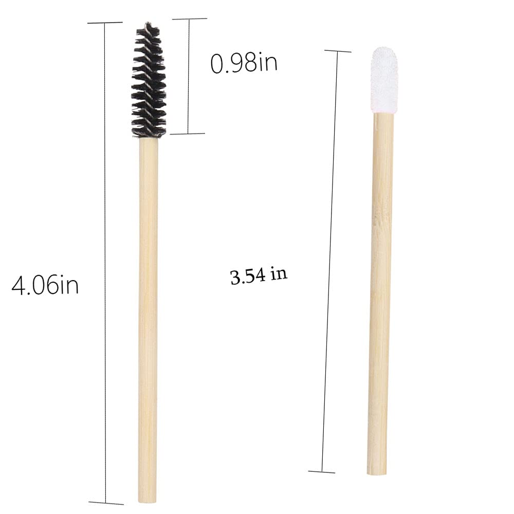100pcs Bamboo Mascara Wand and Lip Brush,Eyelash Brush Eyebrow Extension Lipstick Tattoo Applicator Makeup Brush Tool(50pcs Mascara Wand 50pcs Lip Brush)