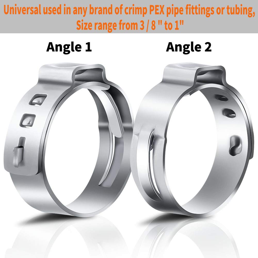 100PCS 3/4 Inch PEX Cinch Clamps Rings, 304 Stainless Steel PEX Fitting Clamps Pinch Clamps Ring Pex Crimp Rings for PEX Tubing Pipe Fitting Connections (Silver -3/4inch(100PCS))