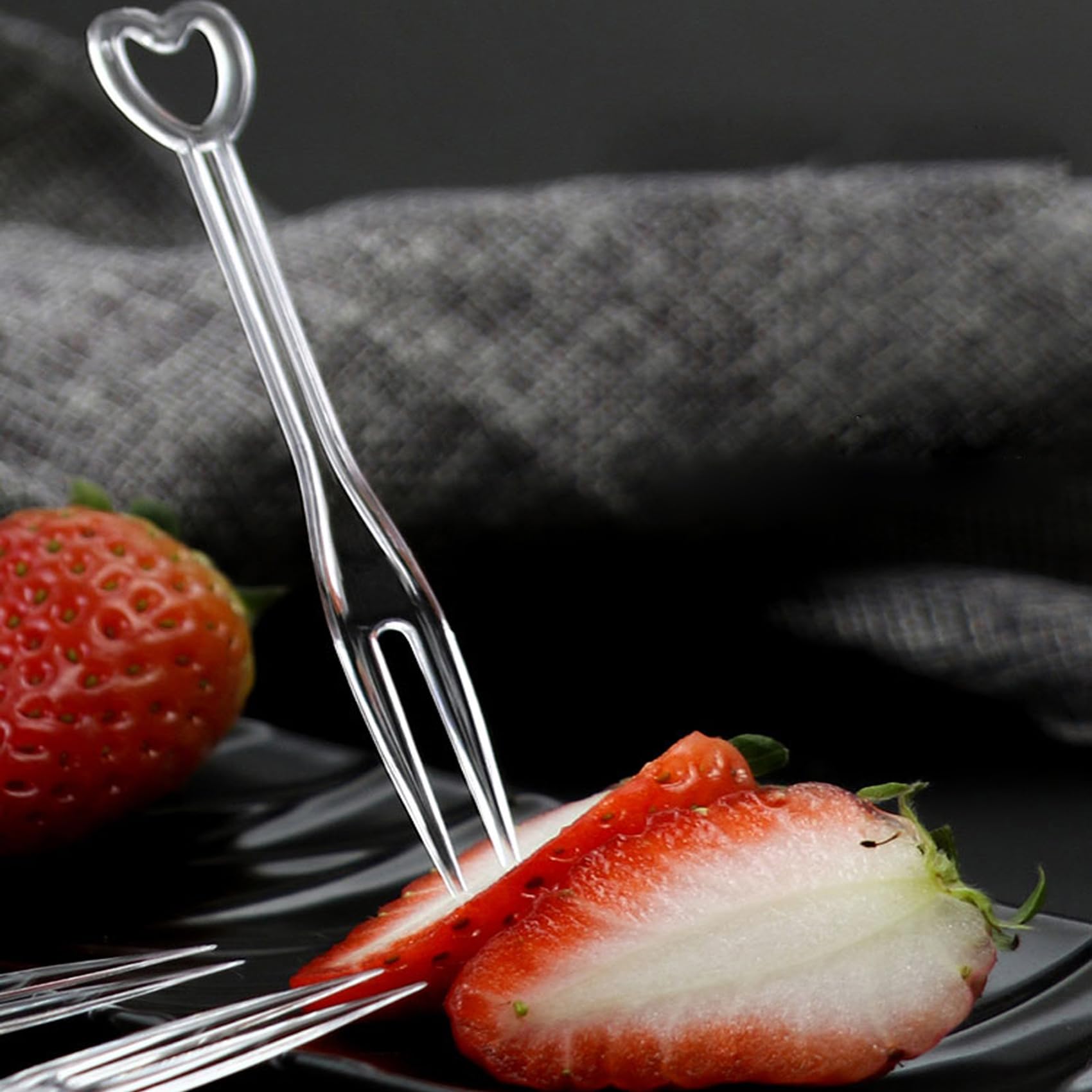 1000PCS Disposable Plastic Fruit Forks, Cake Forks, Mini Cocktail Tasting Forks, ThickenedForks for Fruits, Desserts, Cheese Cubes, Snacks (Black)