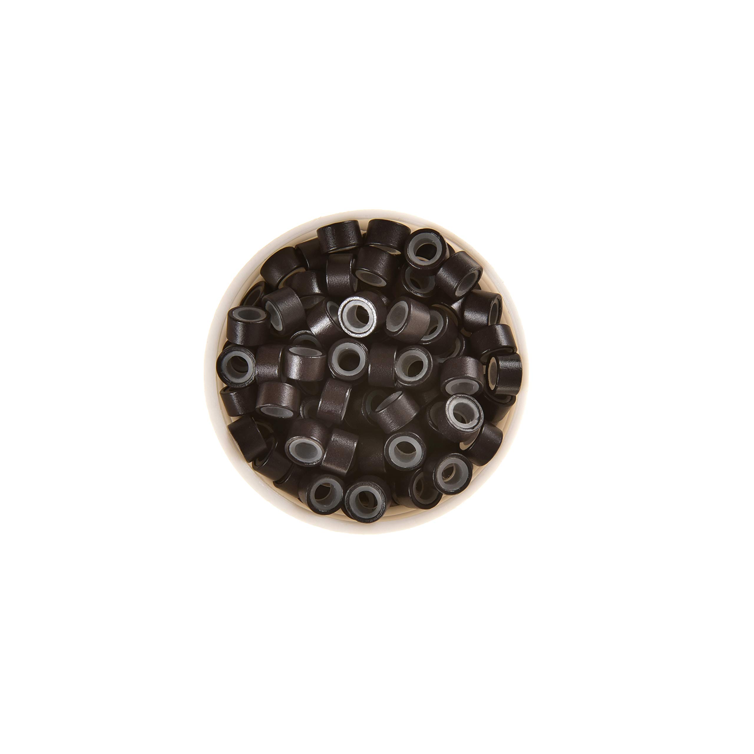 1000Pcs Premium Silicone Micro Link Rings 5mm Lined Beads for I Tip Hair Extensions (1000Pcs, Dark Brown)