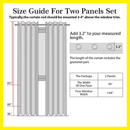 100% Blackout Linen Curtains 50" W x 84" L 2 Panels Set,Thermal Insulated Full Light Blackout Curtains for Bedroom/Living Room,Beige