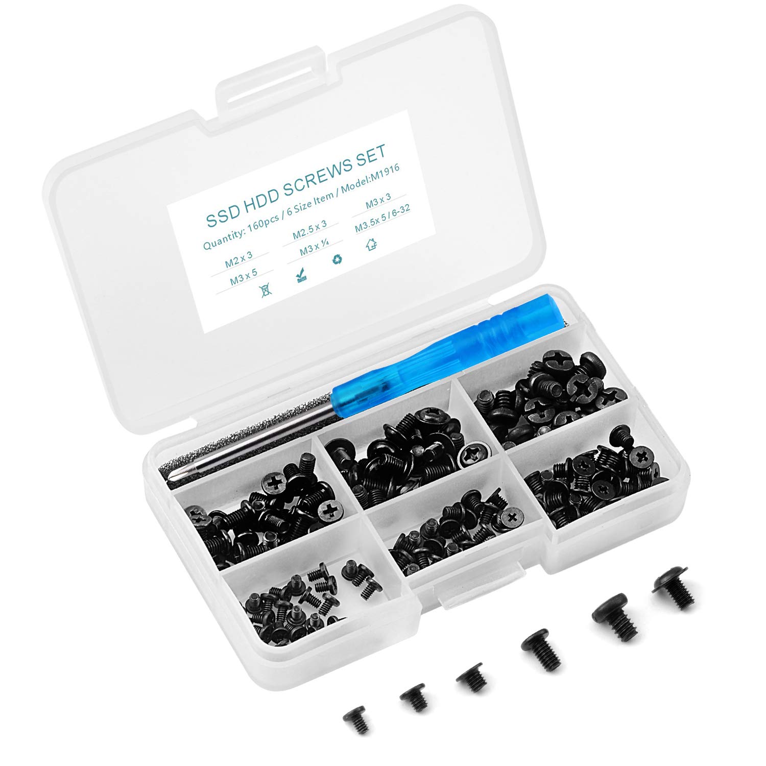 160Pcs Laptop Notebook Computer SSD HDD Screws Kit for Lenovo Toshiba Gateway Samsung HP IBM Dell Sony Acer Asus SSD Hard Disk SATA
