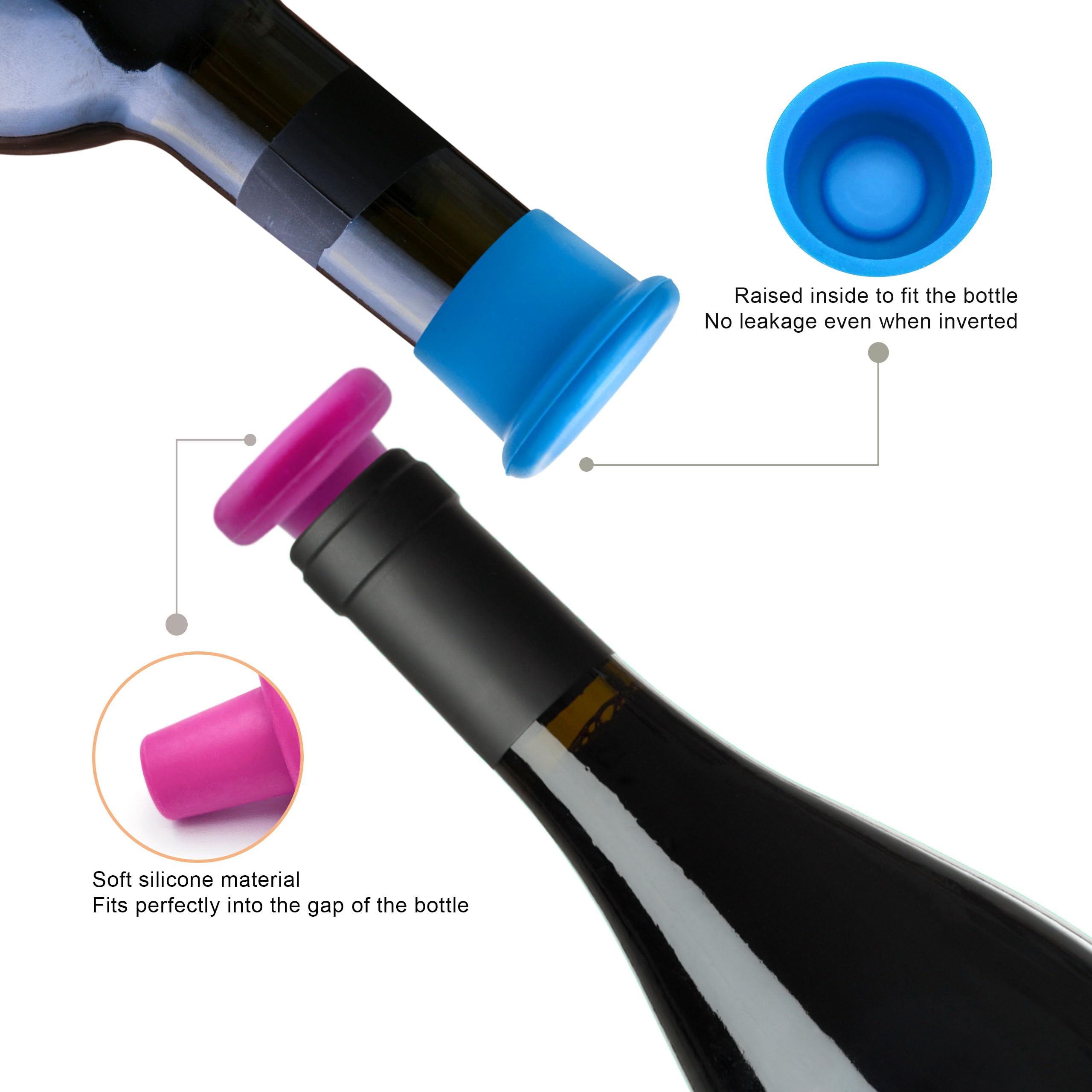 10 PCS Silicone Wine Stoppers, Reusable Beer Wine Corks, Sparkling Bottle Stopper, Wine Bottle Caps,Glass Corks Beverages Beer Champagne Bottles for Corks to Keep Wine Storage Fresh Tools