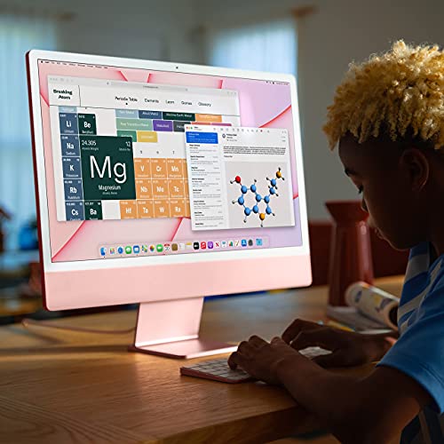 2021 Apple iMac with Apple M1 Chip with 8-core CPU (24-inch, 8GB RAM, 256GB SSD Storage) (QWERTY English) Pink (Renewed)