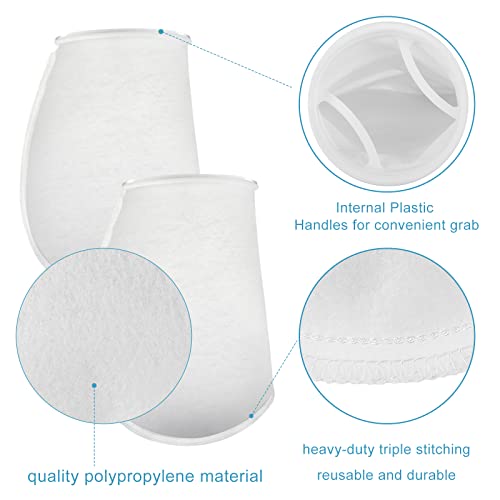 12 Pack 7 Inch Ring Felt Filter Socks 200 μm, Aquarium Felt Filter Bags, Fine Micro Fish Tank Filter, Sump Filter Sock for Saltwater Aquariums, 7 Inch Ring by 14 Inch Long