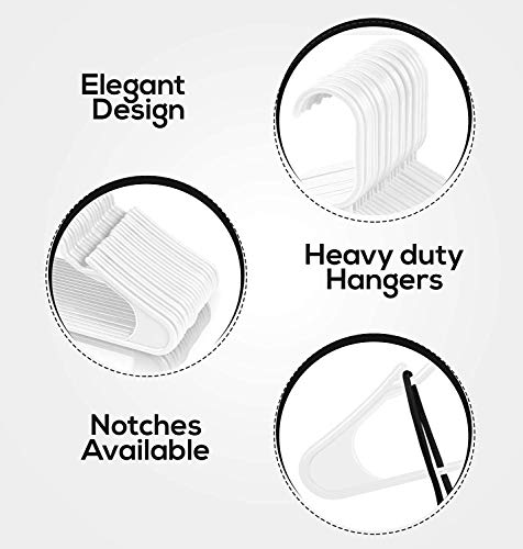 110 Pack - Plastic Hangers for Adults and Kids - Space Saving Notched 50 Pack Plastic Hangers - Durable 60 Pack Kids Hangers - White by Utopia Home