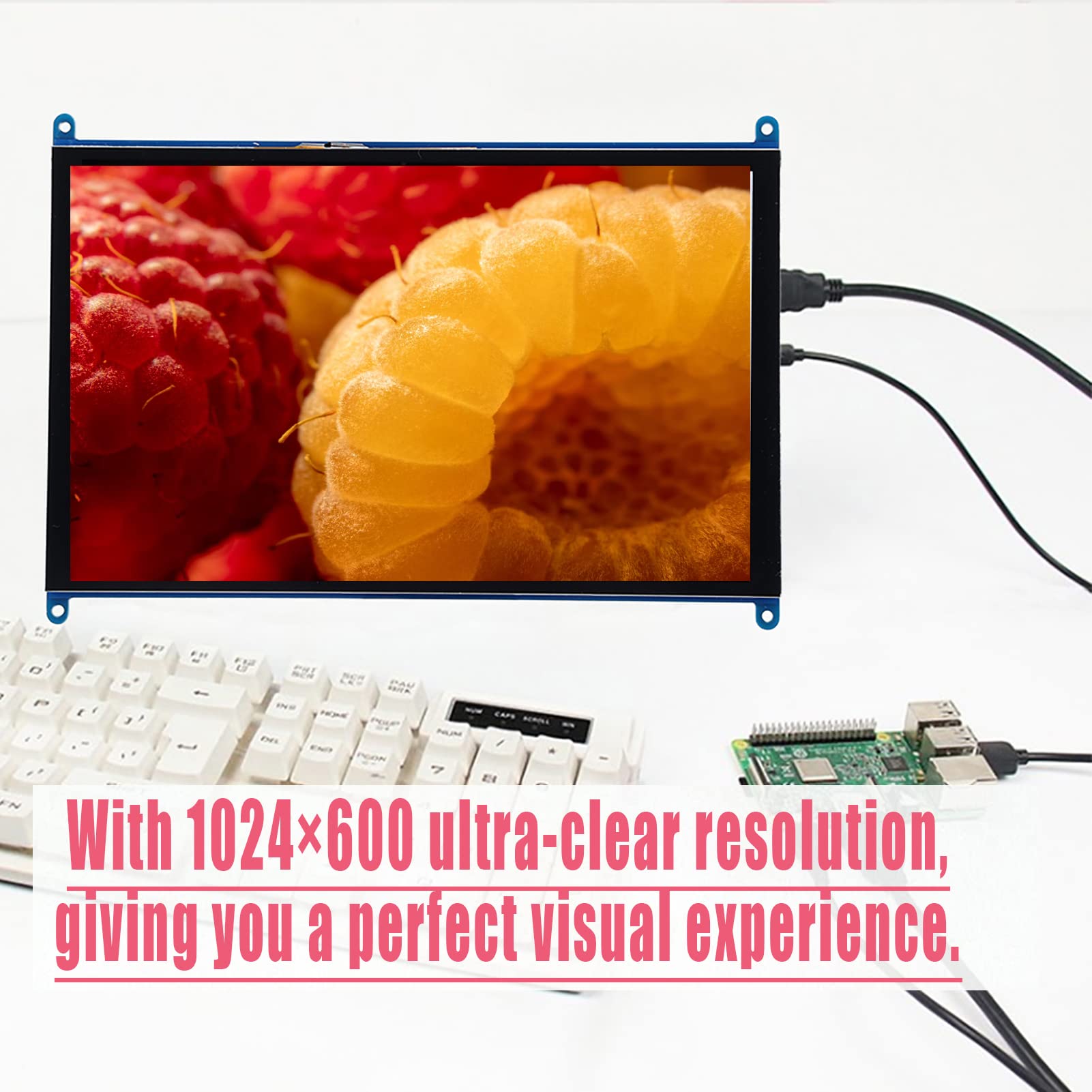 10in Touch Screen, 1024×600 LCD Display with Charging Cable, for Raspberry Pi 4 Screen, for Raspberry Pi/Windows/Ubuntu/Raspbain/Ulinx/Linx