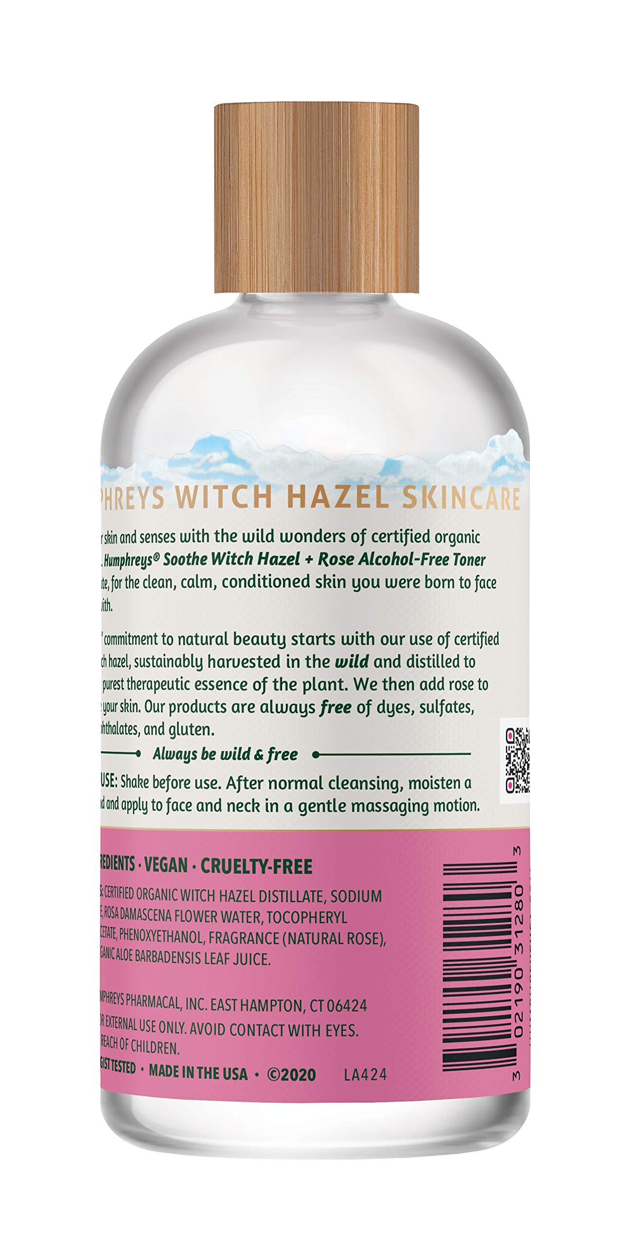 Humphreys Soothe Witch Hazel with Rose Alcohol-Free Toner, Clear, 8 Oz (Pack of 1)