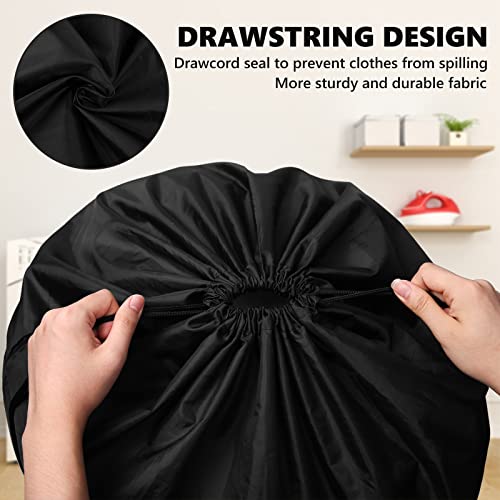 2 Pack Laundry Bags Extra Large Heavy Duty, YOGINGO 28 '' × 45'' Drawstring Nylon Laundry Bag, Durable and Tear Resistant Fabric, Large Capacity, Ideal for Camp, Travel, Laundromat or College Dorm(Black)