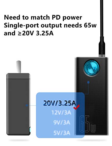 65W PD USB Type C Male Input to DC 7.4mm x 5.0mm Male (7.4mm x 0.6mm) Power Charging Cable Compatible for Dell Latitude E6420 E6430 E6430s E6430U E6440 E6500 E6510 (6.6 FT)