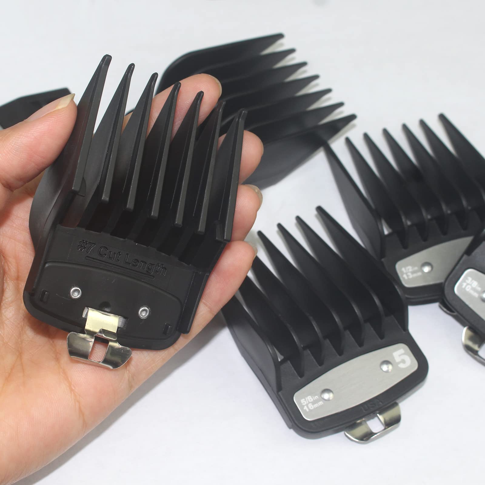 10 Pieces Clipper Guards Professional Hair Clipper Combs Guads Premium Cutting Guides with Metal Clip Fit All Full Size Wahl Clippers