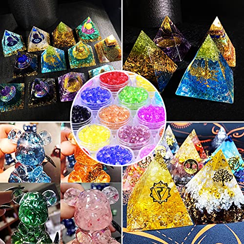 12 Box Transparent Crushed Glass Craft Glitter for Resin Art,Small Broken Glass Pieces Irregular Metallic Crystal Chips Chunky Flakes Sequins for Nail Arts DIY Vase Filler Epoxy Jewelry Making