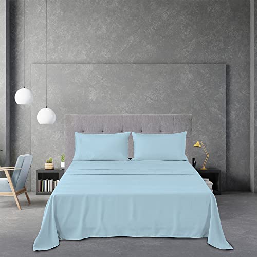 100% Egyptian Cotton Bed Sheets Set -800 Thread Count 4-Piece light blue Solid Sheets Set, Long Staple Luxury California King Size Fits Mattress Upto 16'' Deep Pocket ( light blue Solid )