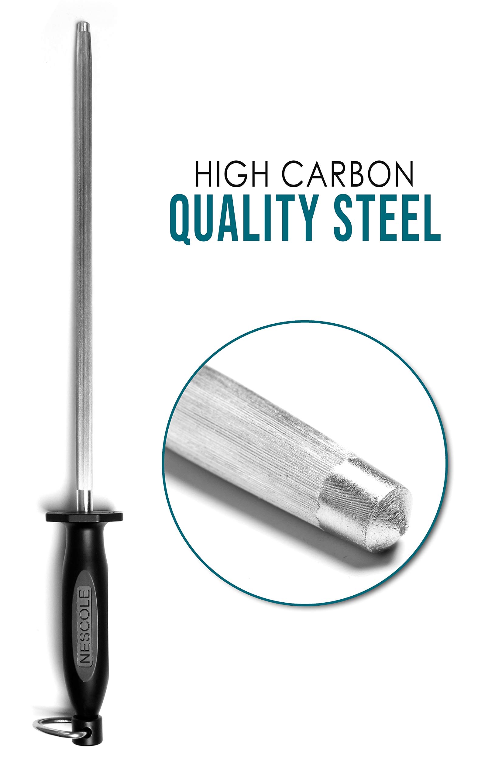 10 Inches Stainless Steel Knife Sharpening Rod - Durable Cutlery Sharpener High Carbon Knife Sharpening tool - Knife Sharpener for Kitchen Chromium Plated Chef Knife Sharpener